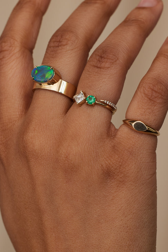 One of a Kind Diamond and Emerald Mosaic Ring No. 46 – WWAKE