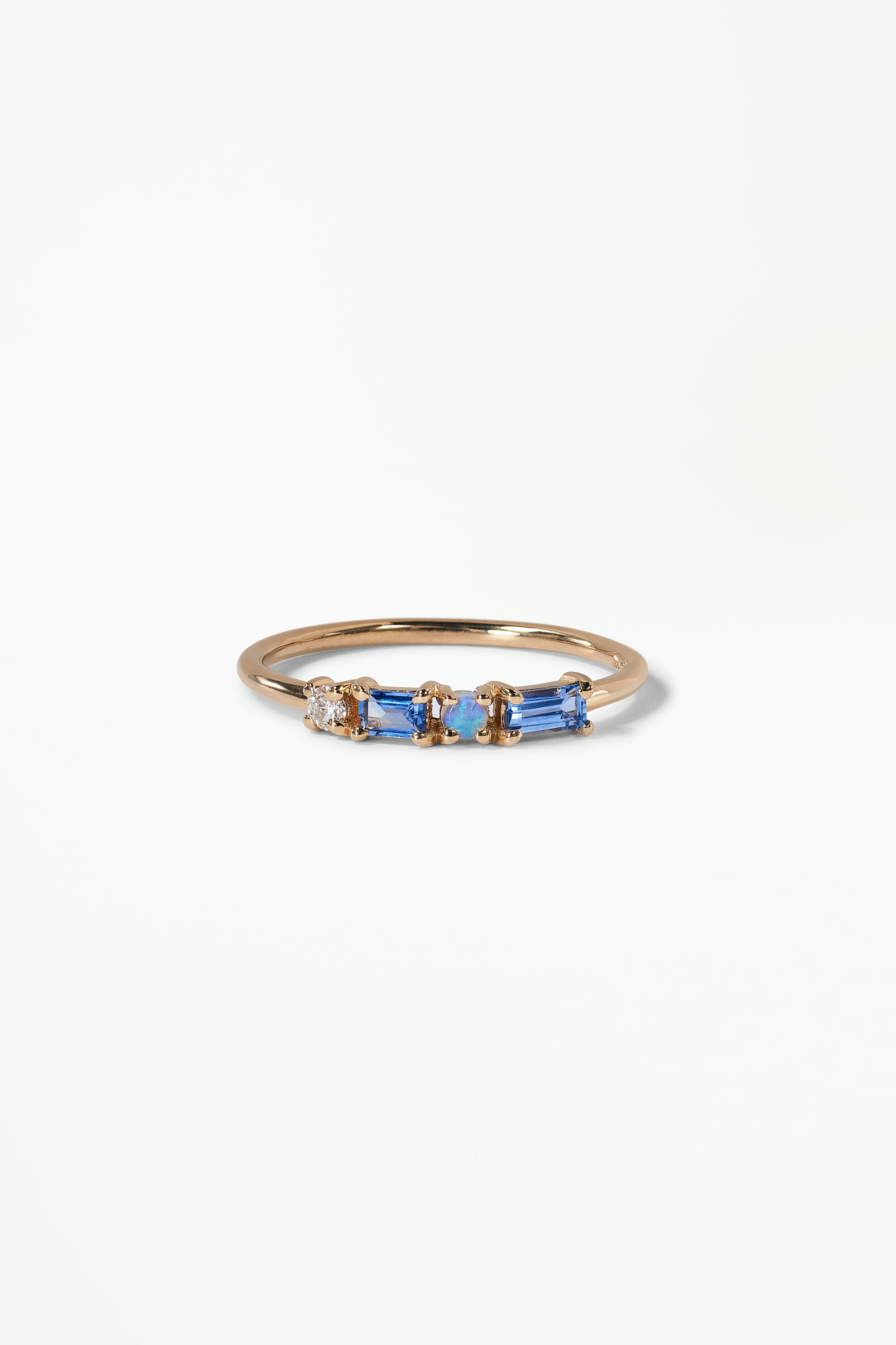 Sapphire, Diamond and Opal Pillar Ring – WWAKE