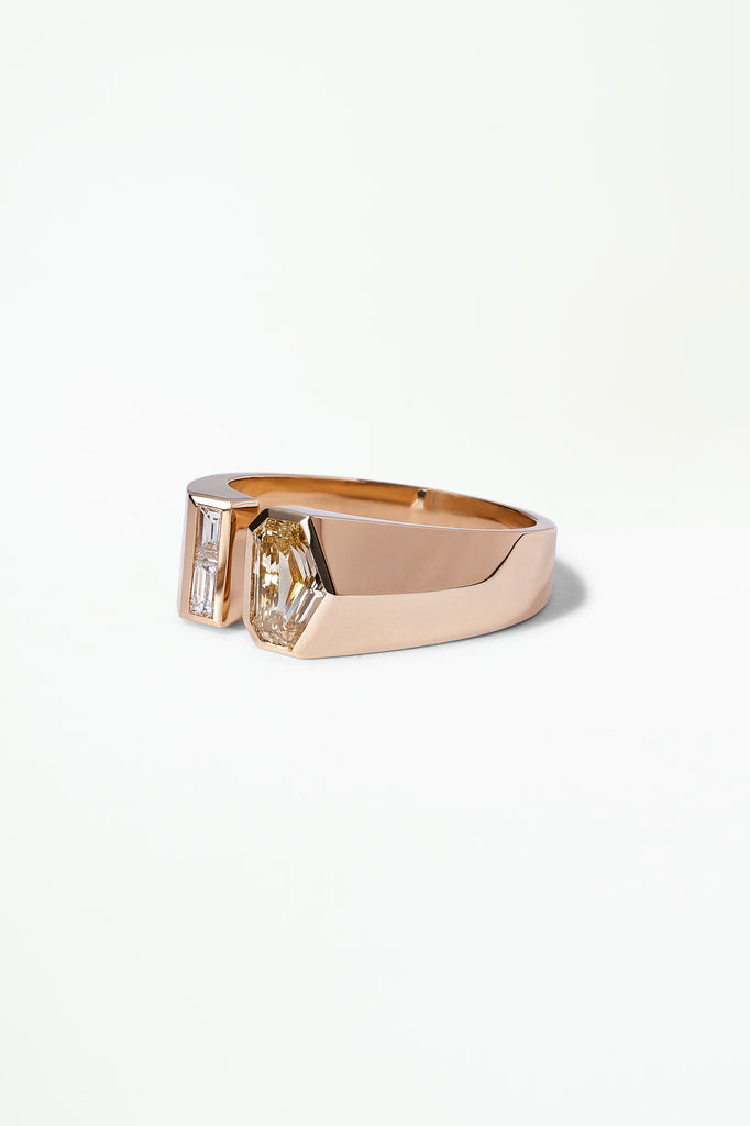 One of a Kind Shield Step Cut Diamond Dyad Signet Ring No. 10 – WWAKE